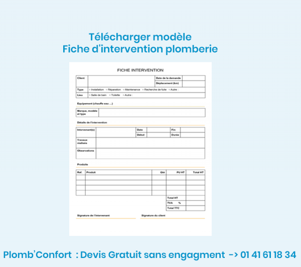 Fiche d’intervention plomberie modèle : Télécharger Gratuitement ...
